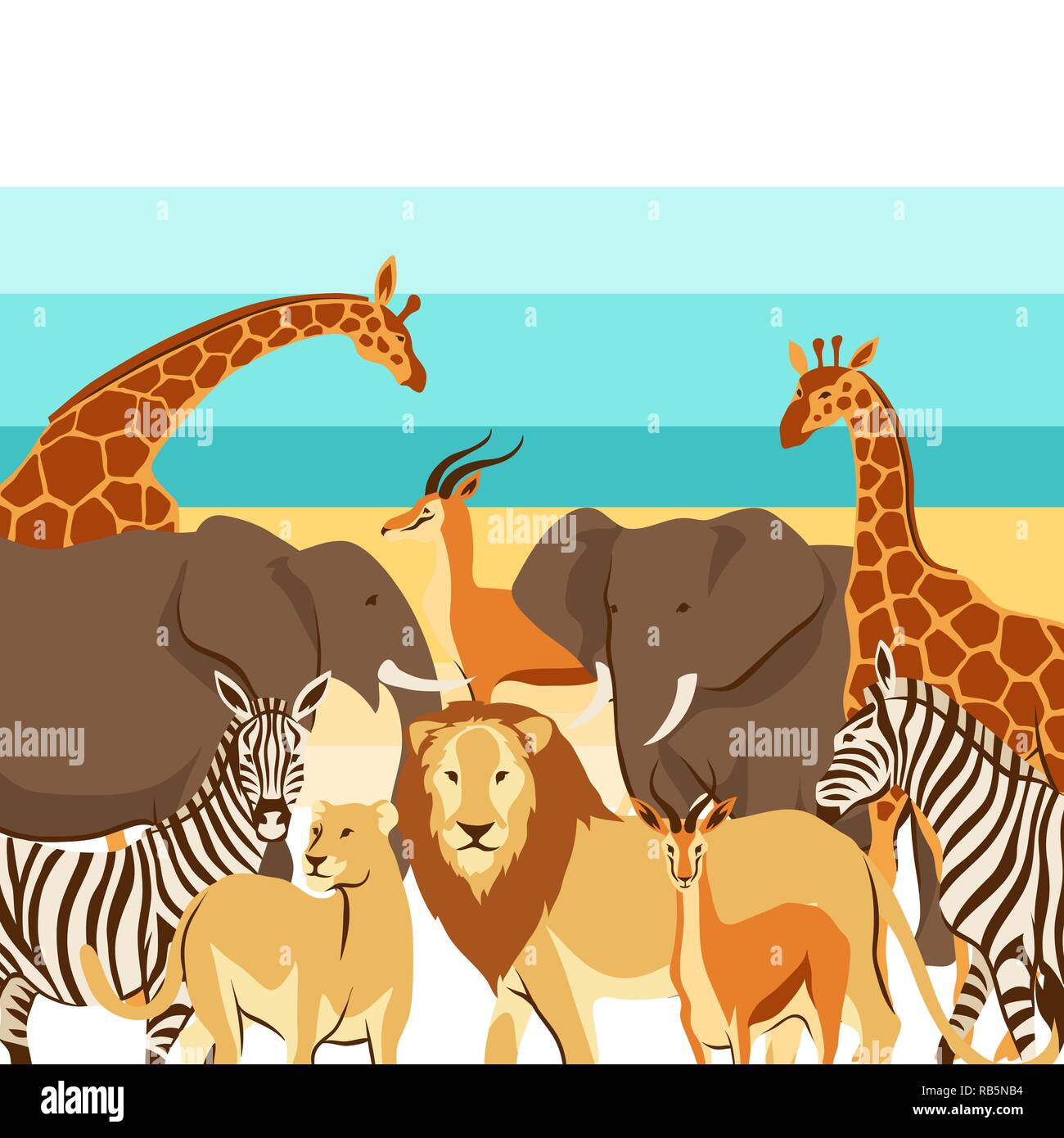 Background with African savanna animals Stock Vector Image & Art - Alamy