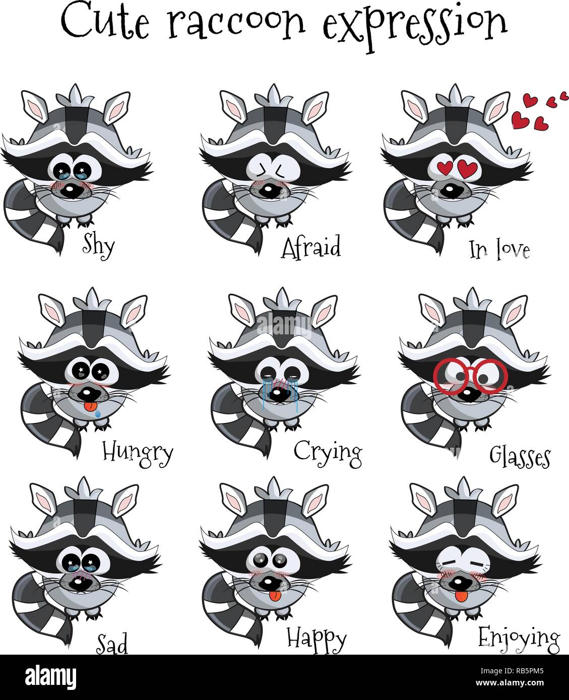 Sad raccoon face Stock Vector Images - Alamy