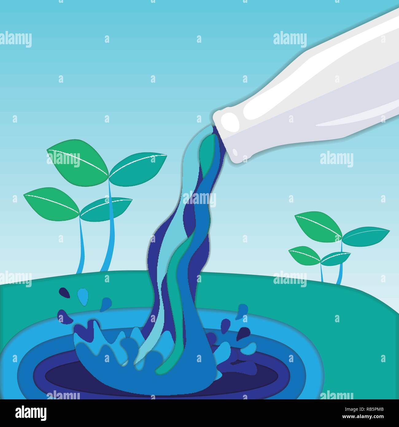 concept image of clean water impact environment with paper effect Stock ...