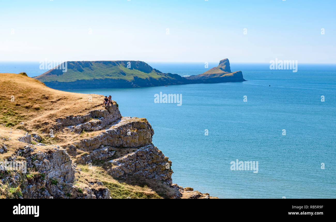 Worms Head, from the Wales Coastal Path. Worms Head is located on the ...