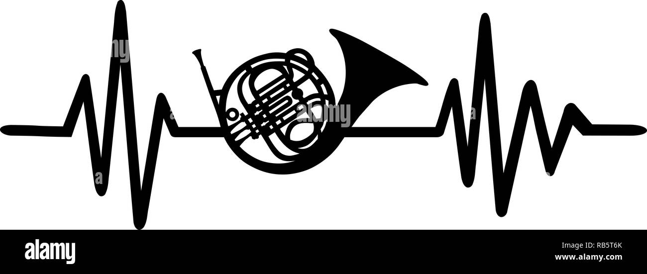 Heartbeat pulse line with bugle instrument Stock Photo - Alamy