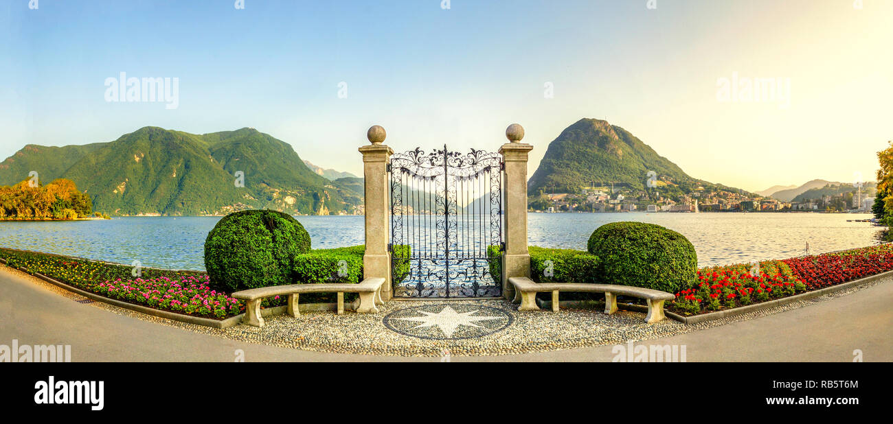 Beautiful view lake lugano switzerland hi-res stock photography and ...