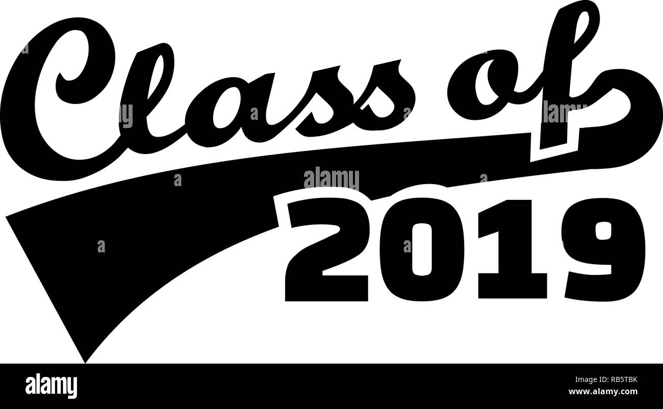 Class of 2019 words retro style red Stock Photo - Alamy