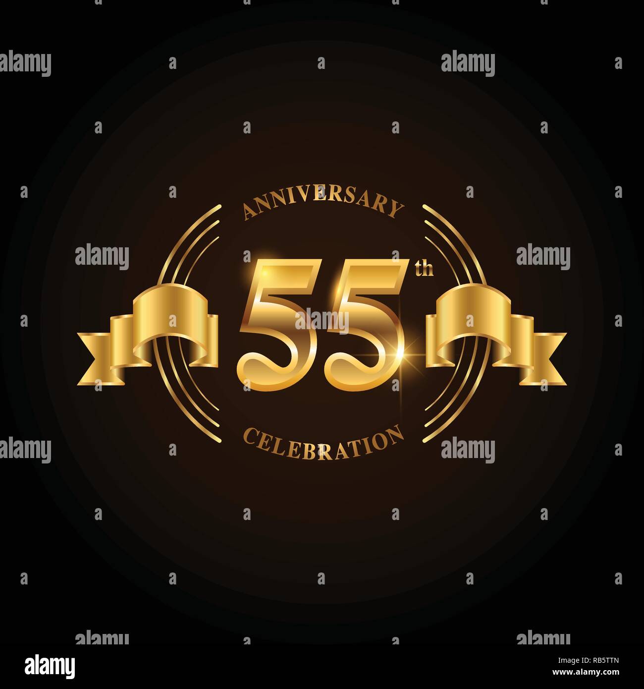 55 years anniversary celebration logotype. Golden anniversary emblem ...
