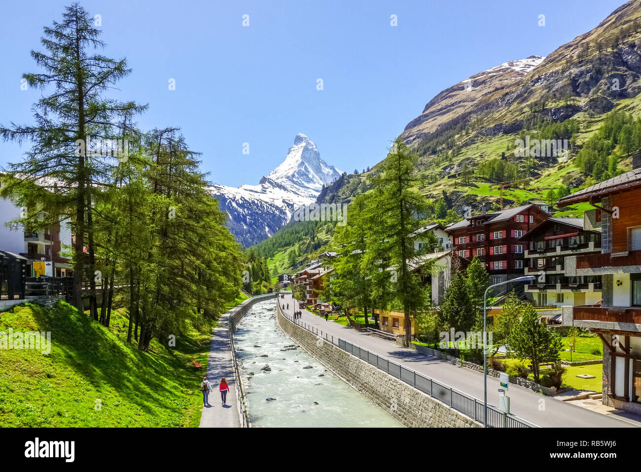 Zermatt town matterhorn river hi-res stock photography and images - Alamy