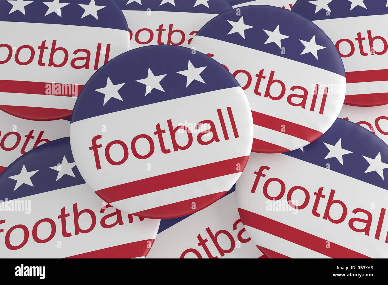USA Sports Badges: Pile of Football Buttons With US Flag, 3d ...