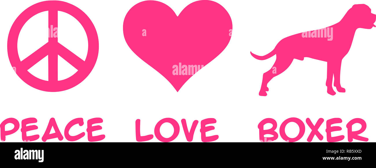 Peace, Love, Boxer slogan pink Stock Photo - Alamy