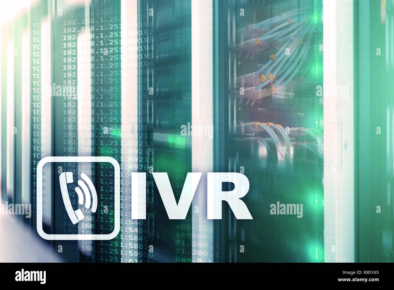 IVR Interactive voice response communication concept. servers data ...
