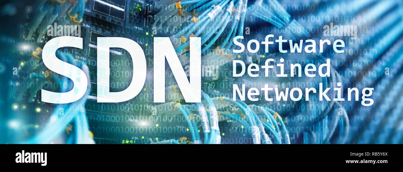 SDN, Software defined networking concept on modern server room ...
