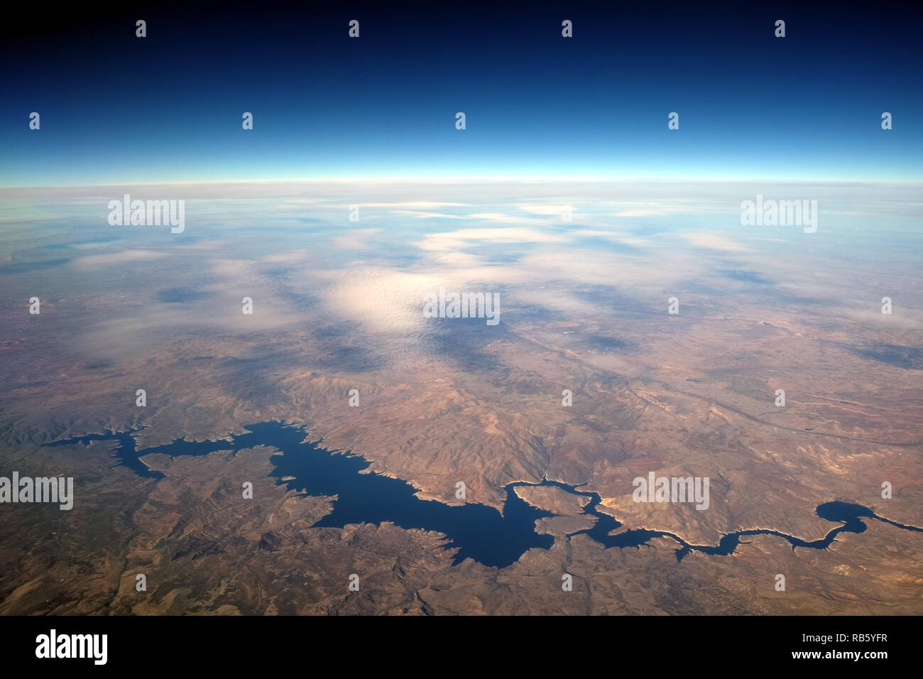 Kizilirmak River in Turkey view from flying airplane from a great ...