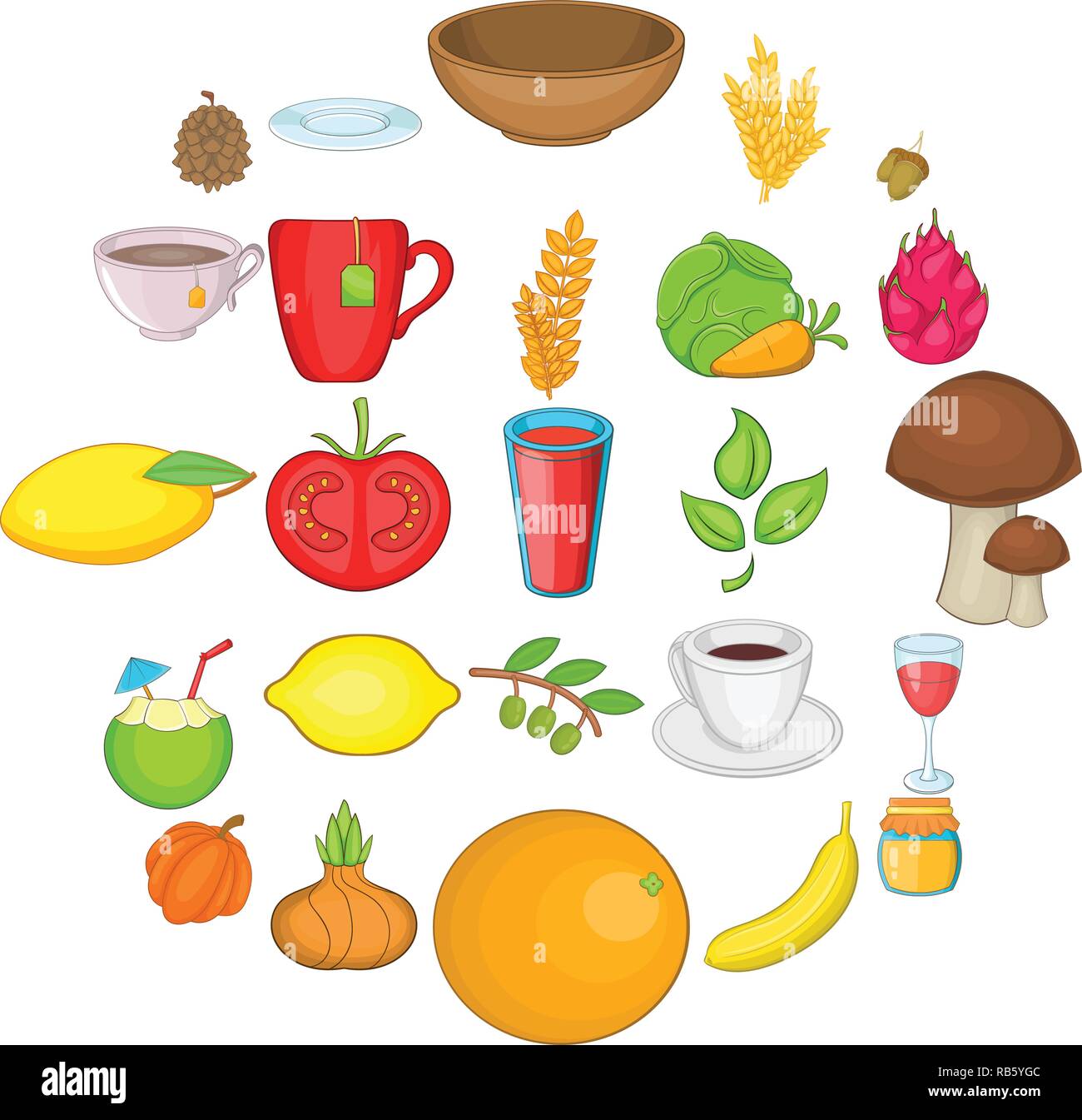 Asian breakfast icons set, cartoon style Stock Vector Image & Art - Alamy
