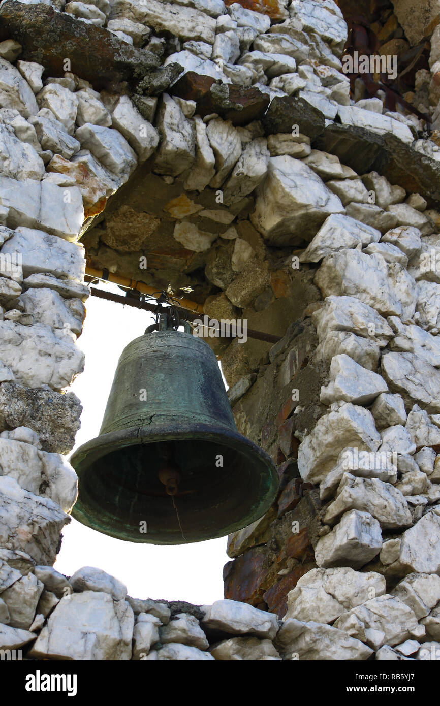 church or stone chapel with bell tower Stock Photo - Alamy