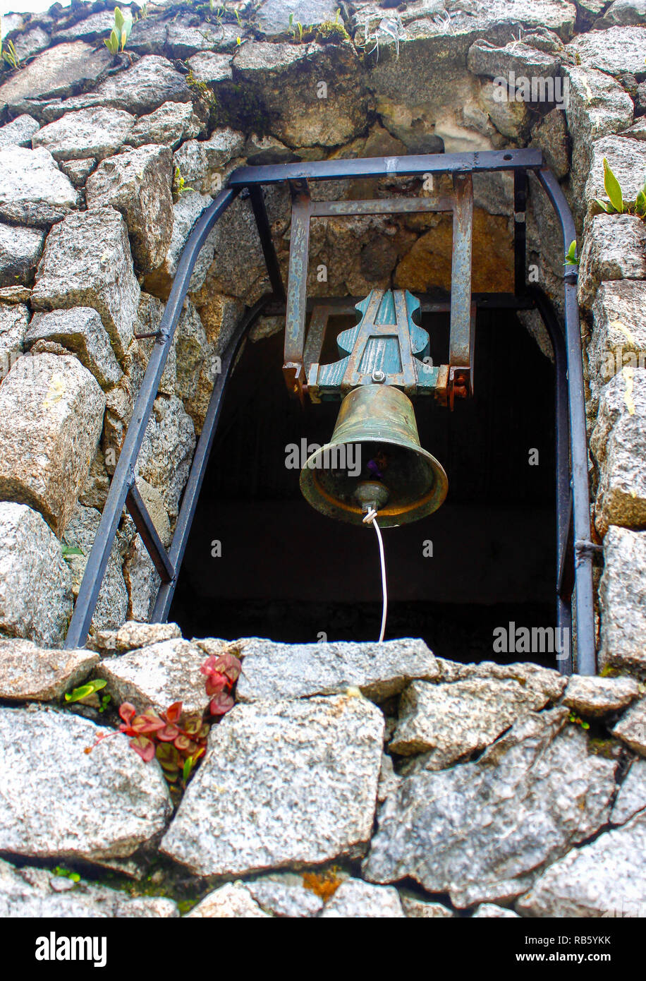 church or stone chapel with bell tower Stock Photo - Alamy