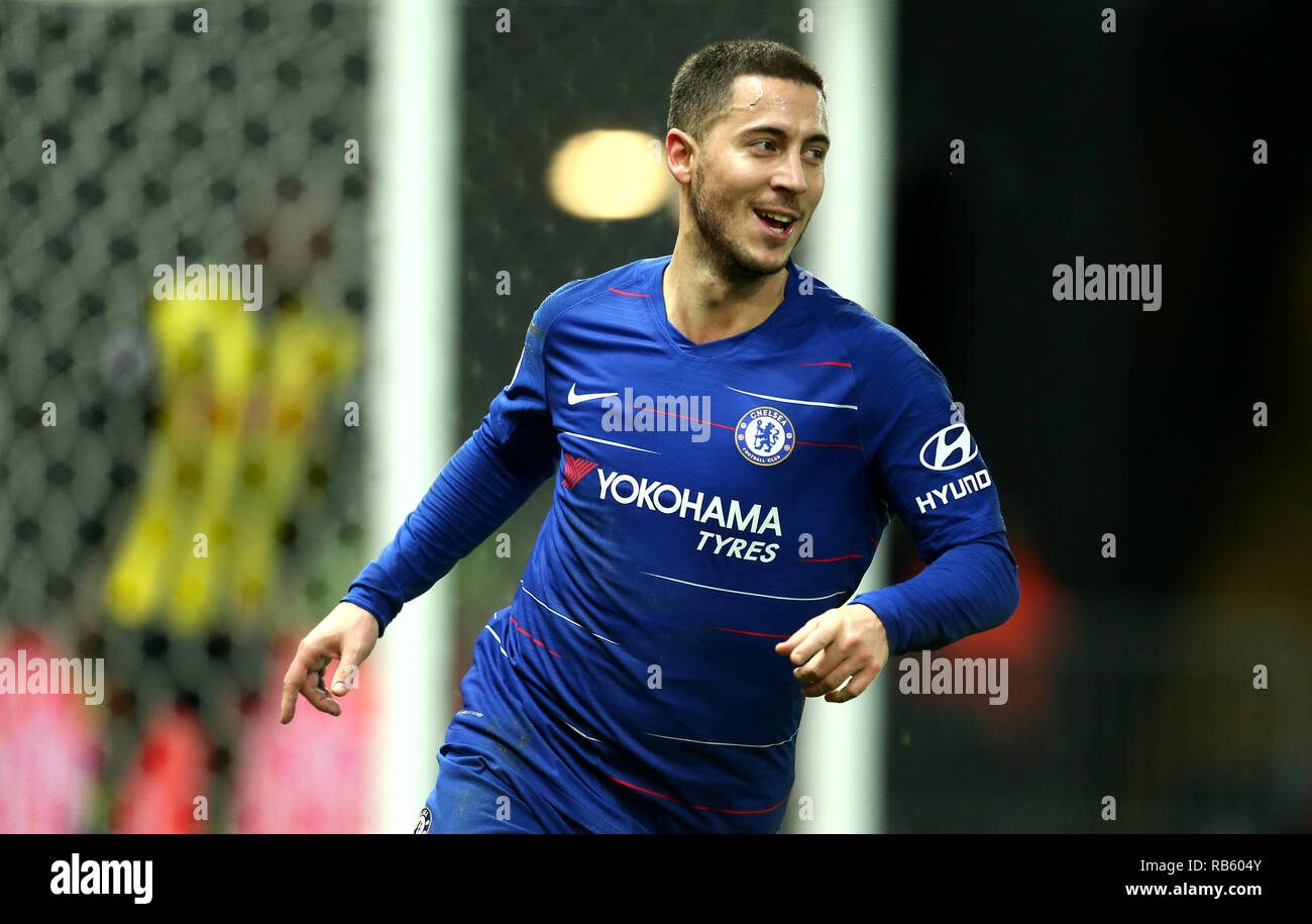 Chelsea's Eden Hazard celebrates scoring his side's first goal of the ...
