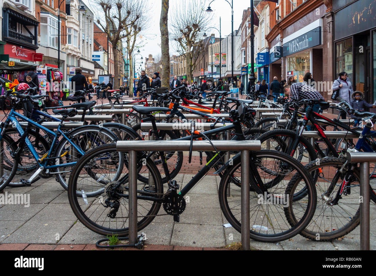 Bicycle rack in street in hi-res stock photography and images - Alamy