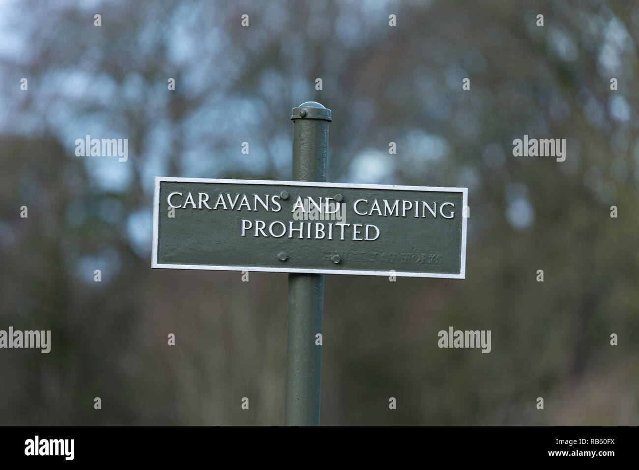 Caravans and camping prohibited sign Stock Photo - Alamy