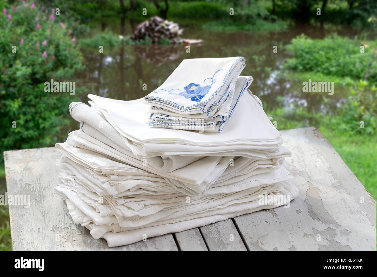 Stack of linens hi-res stock photography and images - Alamy