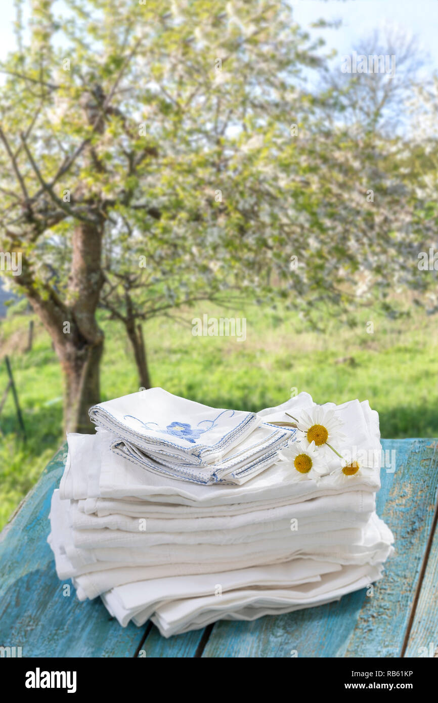 Stack of linens hi-res stock photography and images - Alamy