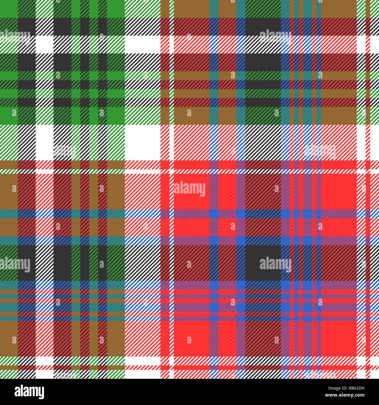 Red green color check seamless fabric texture. Vector illustration ...