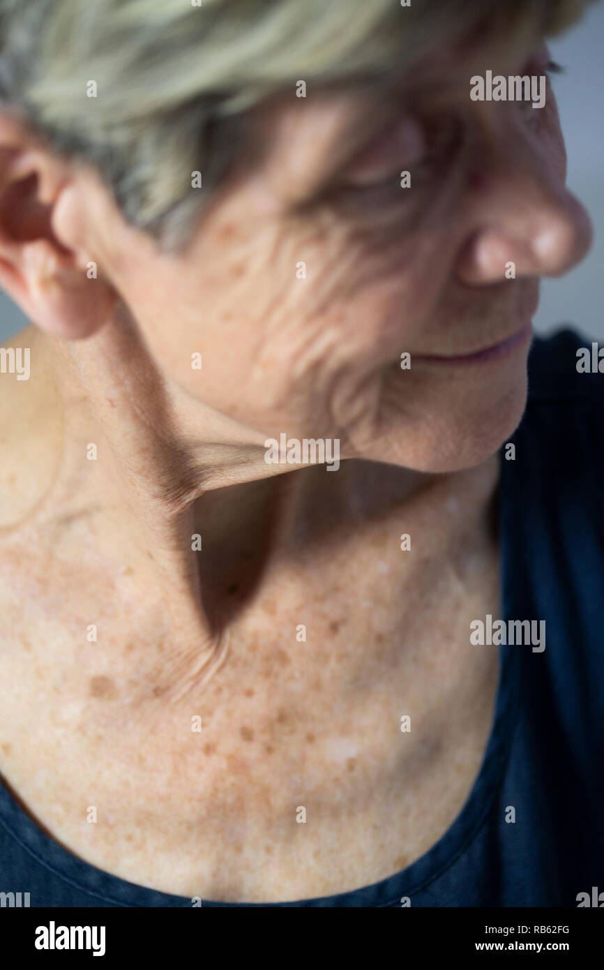 Chest of old woman Stock Photo - Alamy