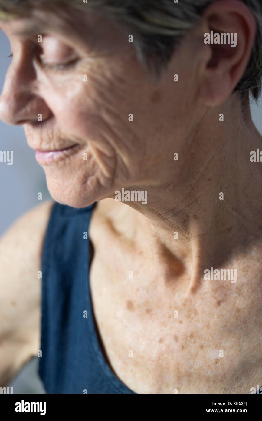 Chest of old woman Stock Photo - Alamy