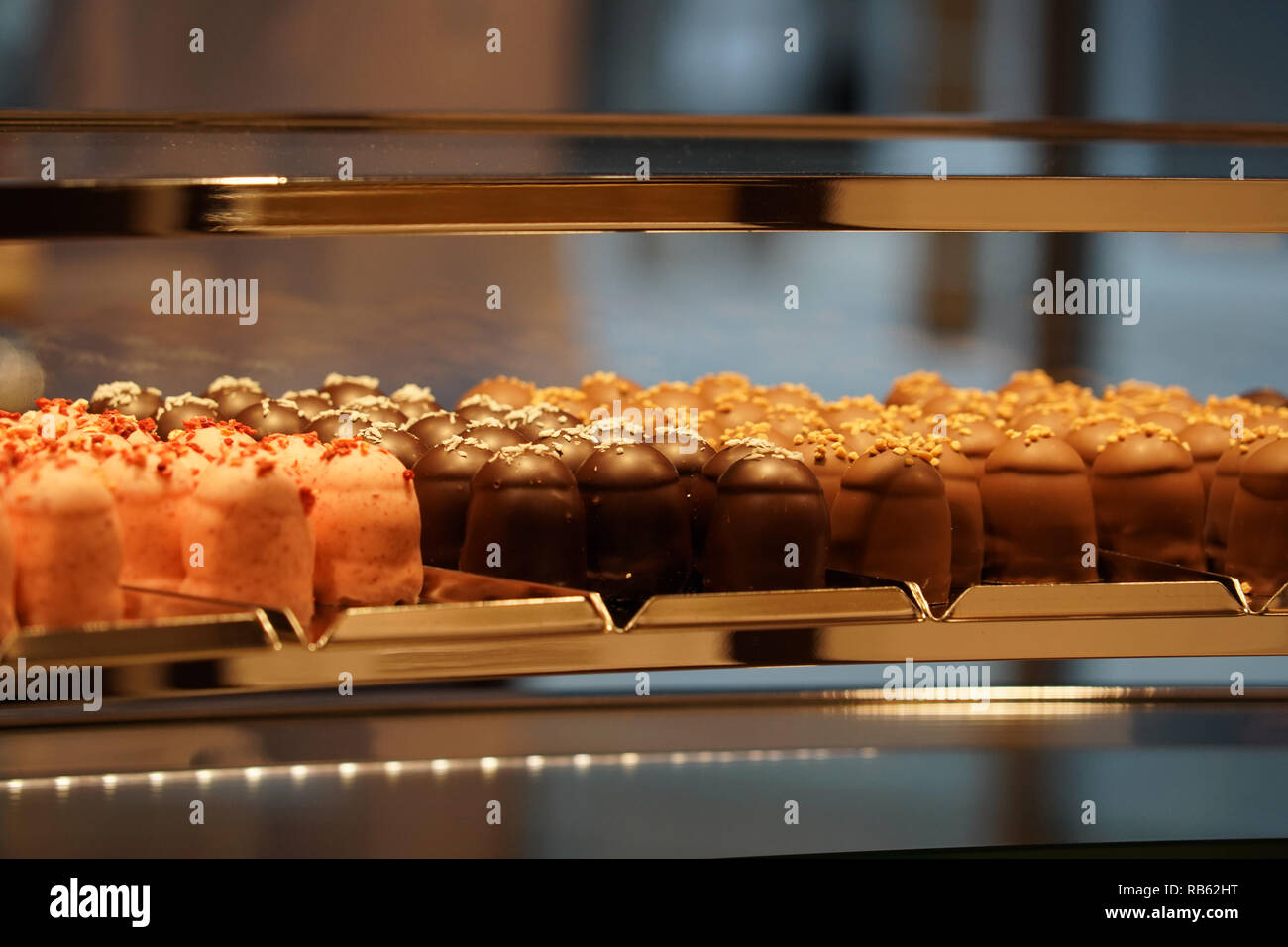 swiss chocolate candy on display Stock Photo - Alamy