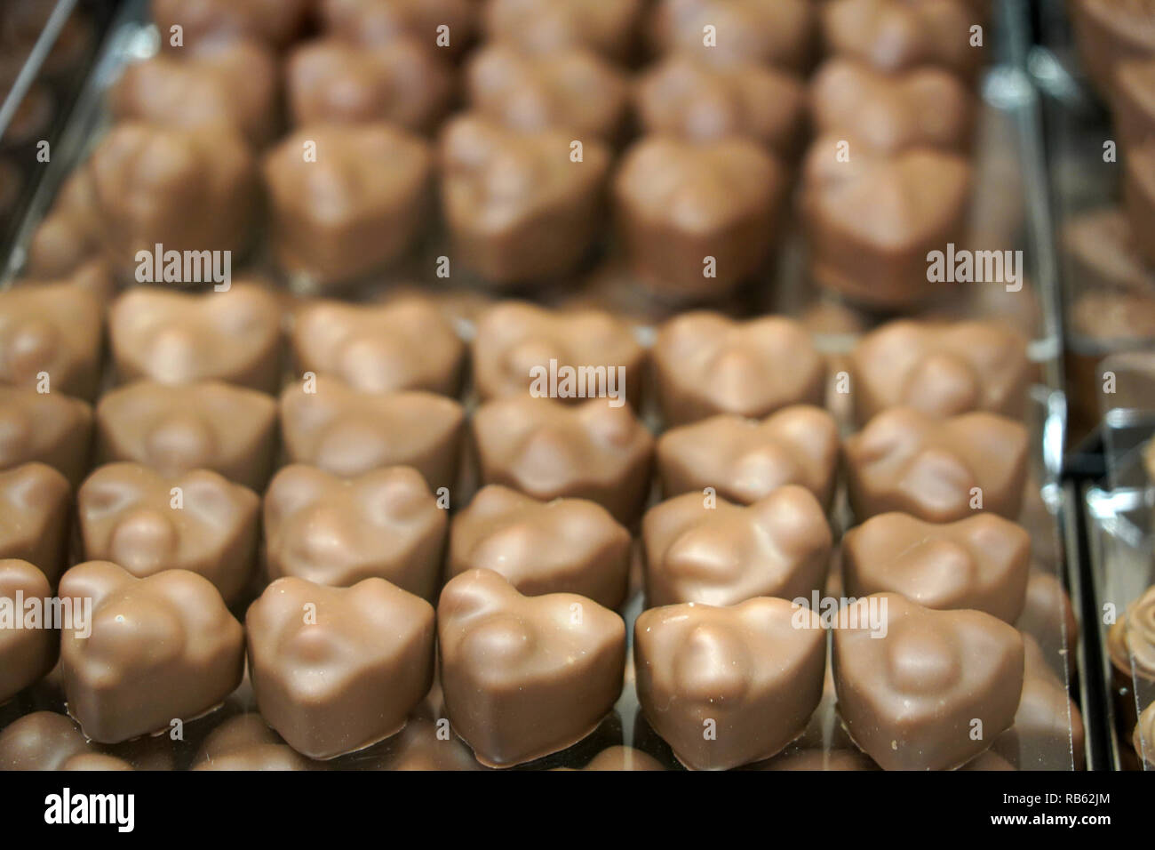 swiss chocolate candy on display Stock Photo - Alamy
