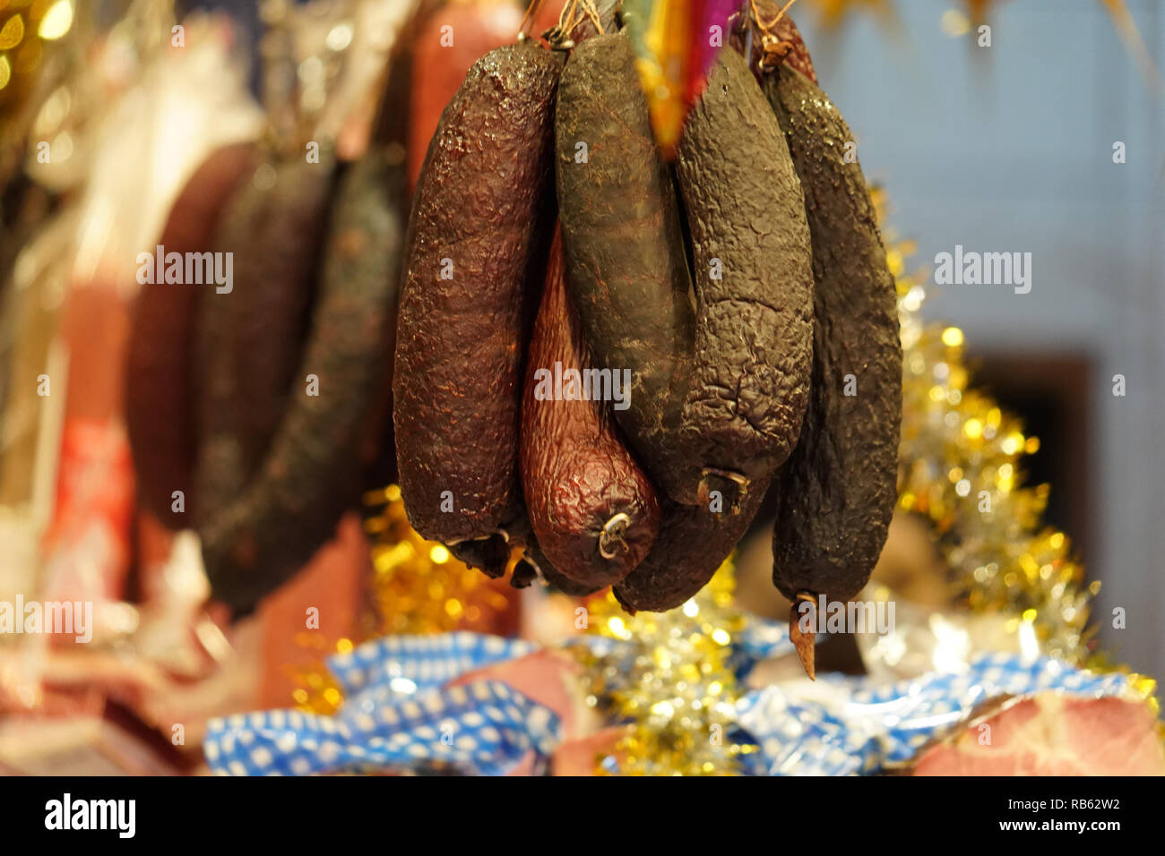 german sausage and meat at the market in Munchen Stock Photo - Alamy