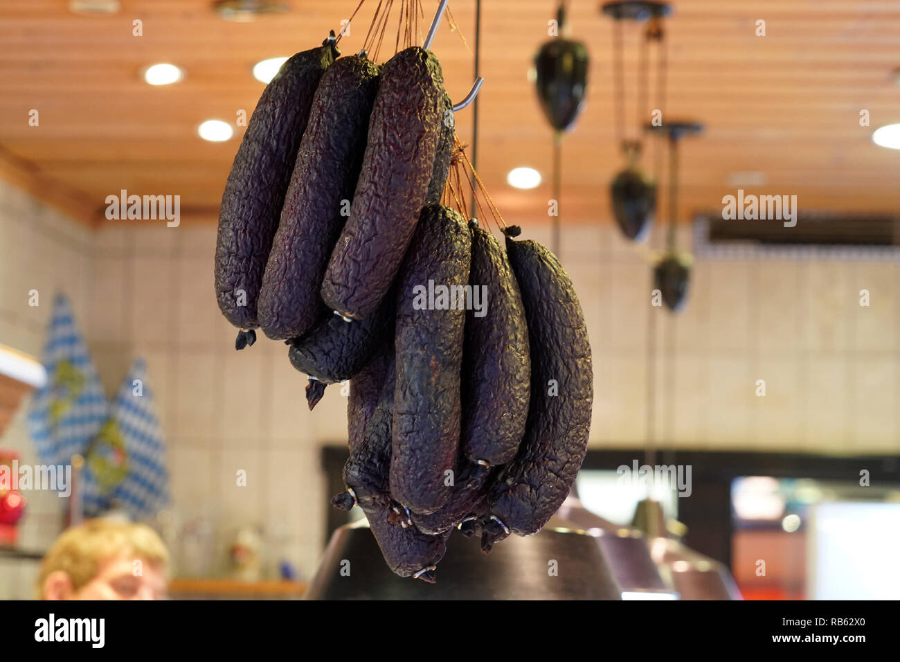 german sausage and meat at the market in Munchen Stock Photo - Alamy