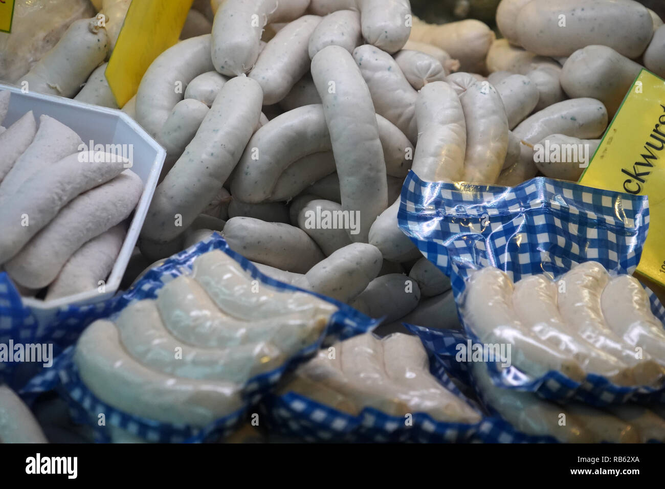 german sausage and meat at the market in Munchen Stock Photo - Alamy