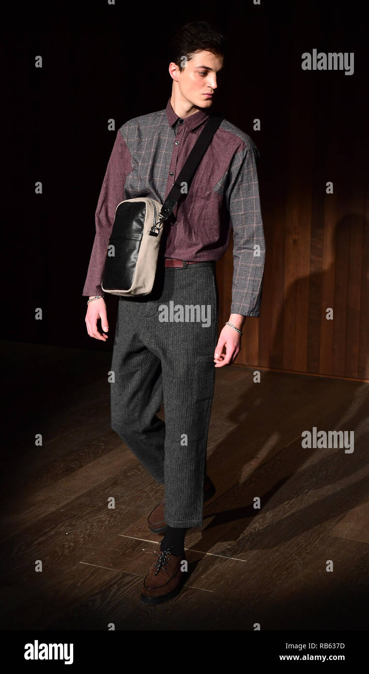 Models on the catwalk during the Oliver Spencer London Fashion Week Men ...