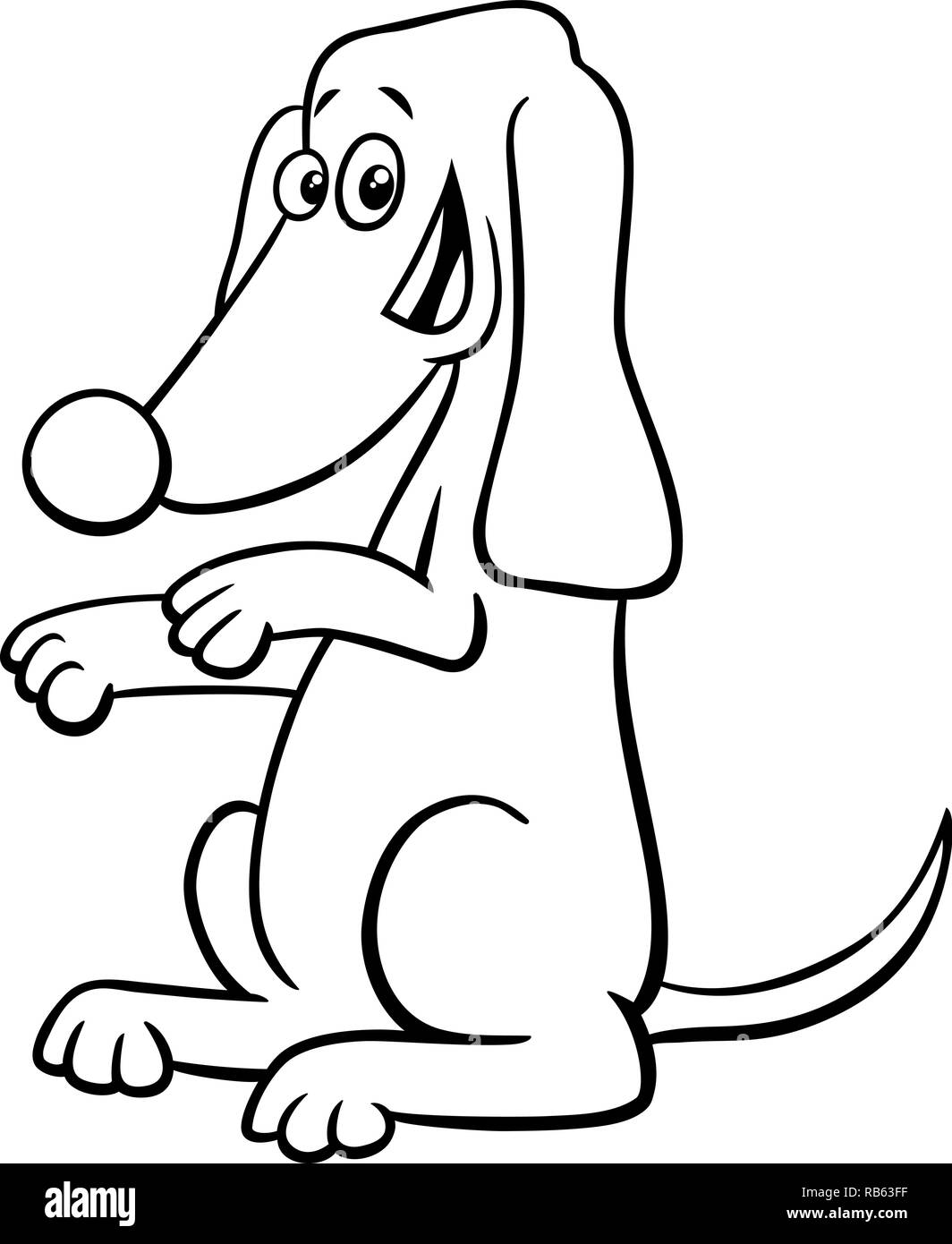 Black and White Cartoon Illustration of Standing or Beging Dog Animal ...