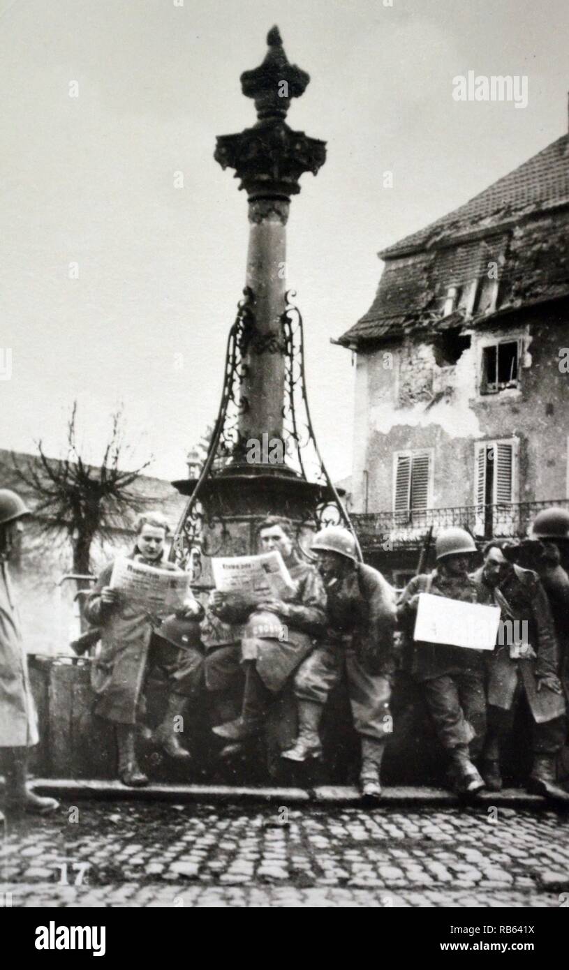 American soldiers resting in Alsace Lorraine following the region's ...