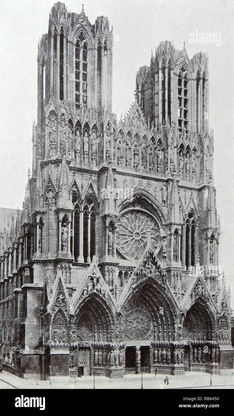Photograph of the faASade of the Cathedral of Rheims. It was the seat ...