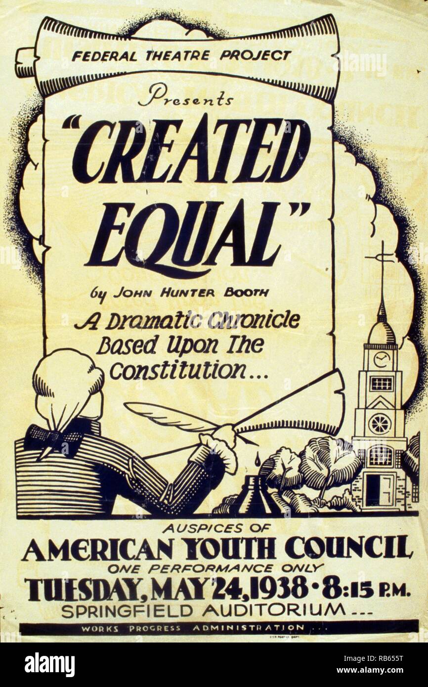 Poster for Federal Theatre Project presentation of 'Created Equal' at ...