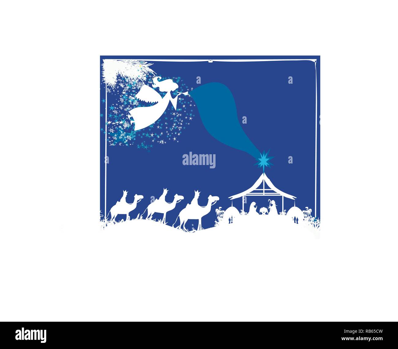 Nativity scene with angels Stock Vector Images - Alamy