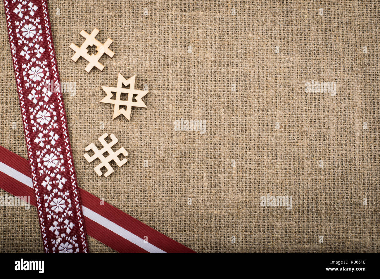 Composition of national latvian patterned ribbons and signs Stock Photo ...