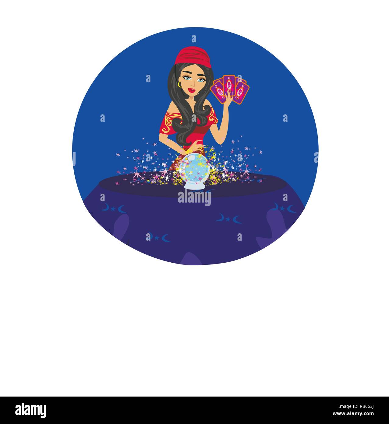 Fortune teller woman reading future on magical crystal ball Stock ...