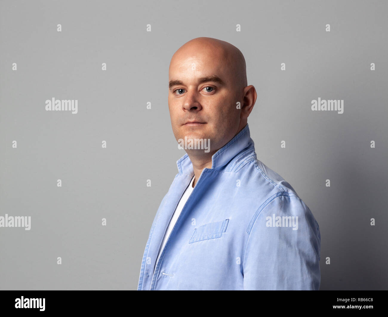 Handsome bald man beard suit hi-res stock photography and images - Alamy