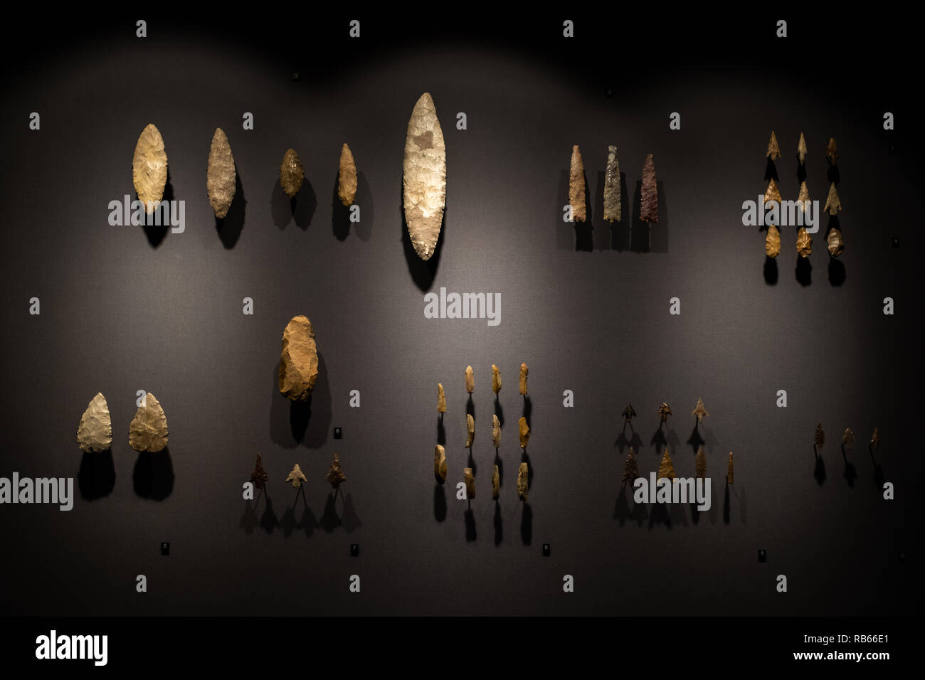 Set of Chopper, Flint Scrapper and Flint Arrowheads displayed at Louvre ...
