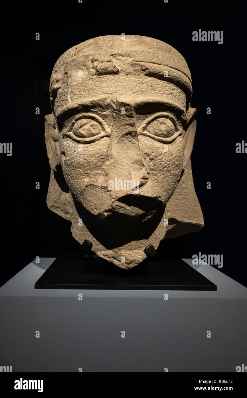 Head from a royal statue of the Lihyanite dynasty displayed at Louvre ...