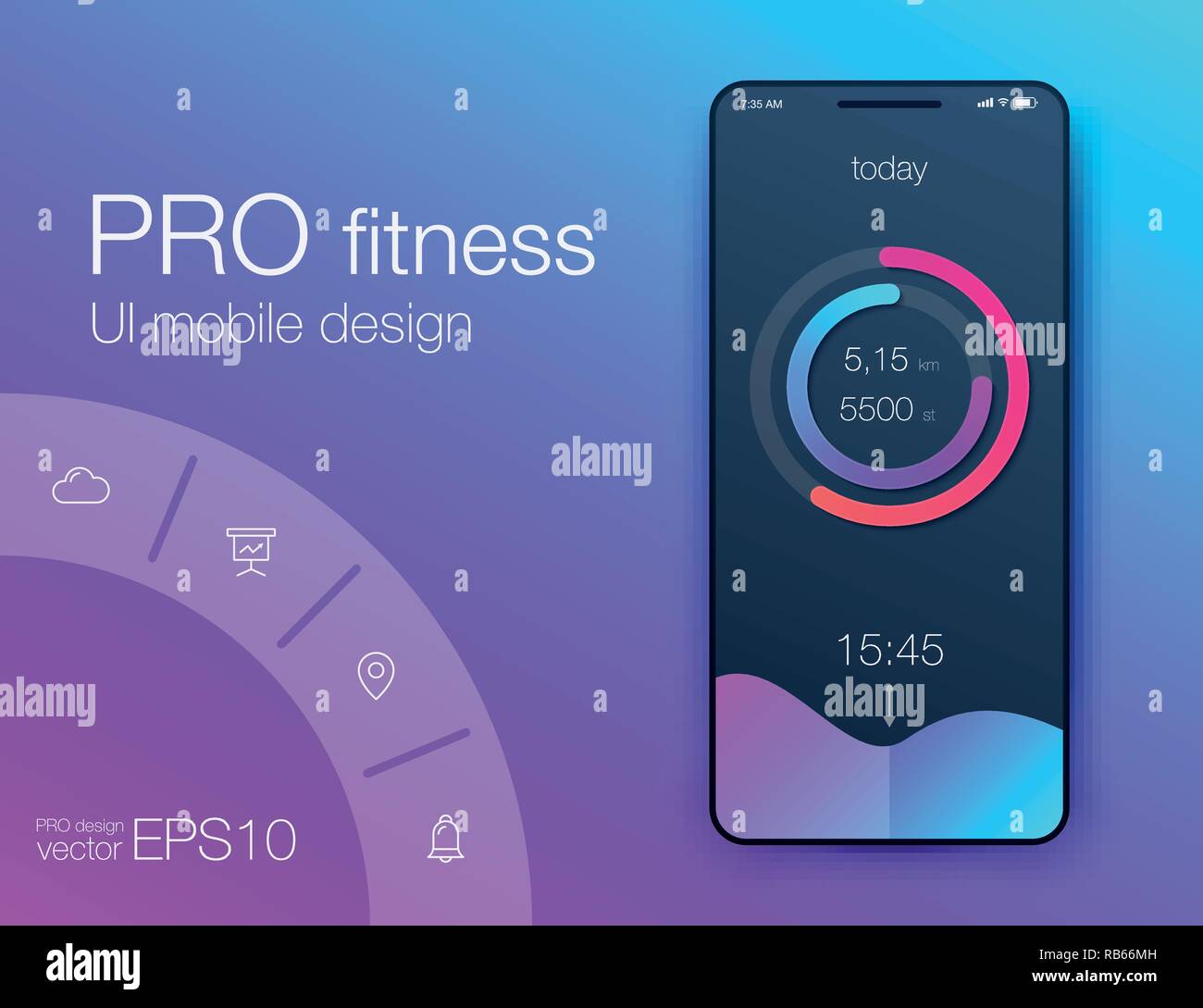 Fitness app. Ui ux design. UI design concept with web elements Stock ...