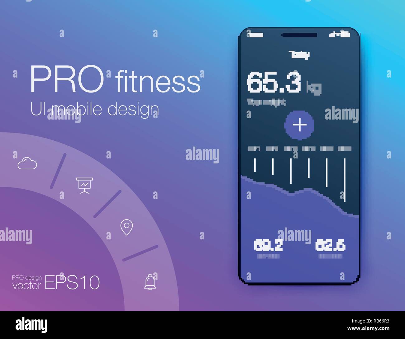 Fitness app. Ui ux design. UI design concept with web elements Stock ...