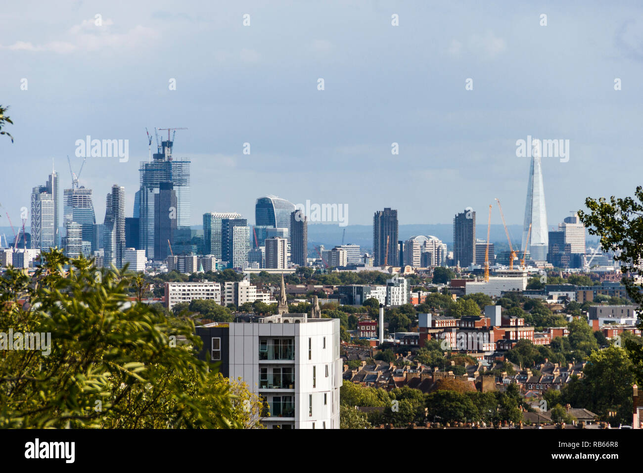 A view of the City of London's changing skyline from Hornsey Lane ...