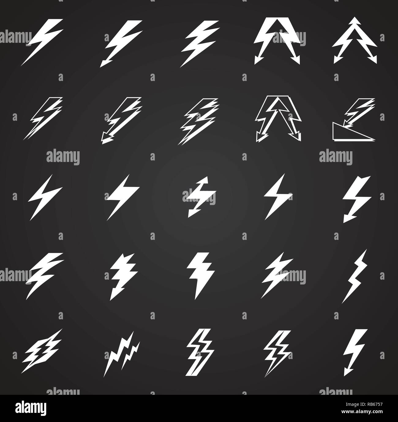 Lightning icon set on black background for graphic and web design ...