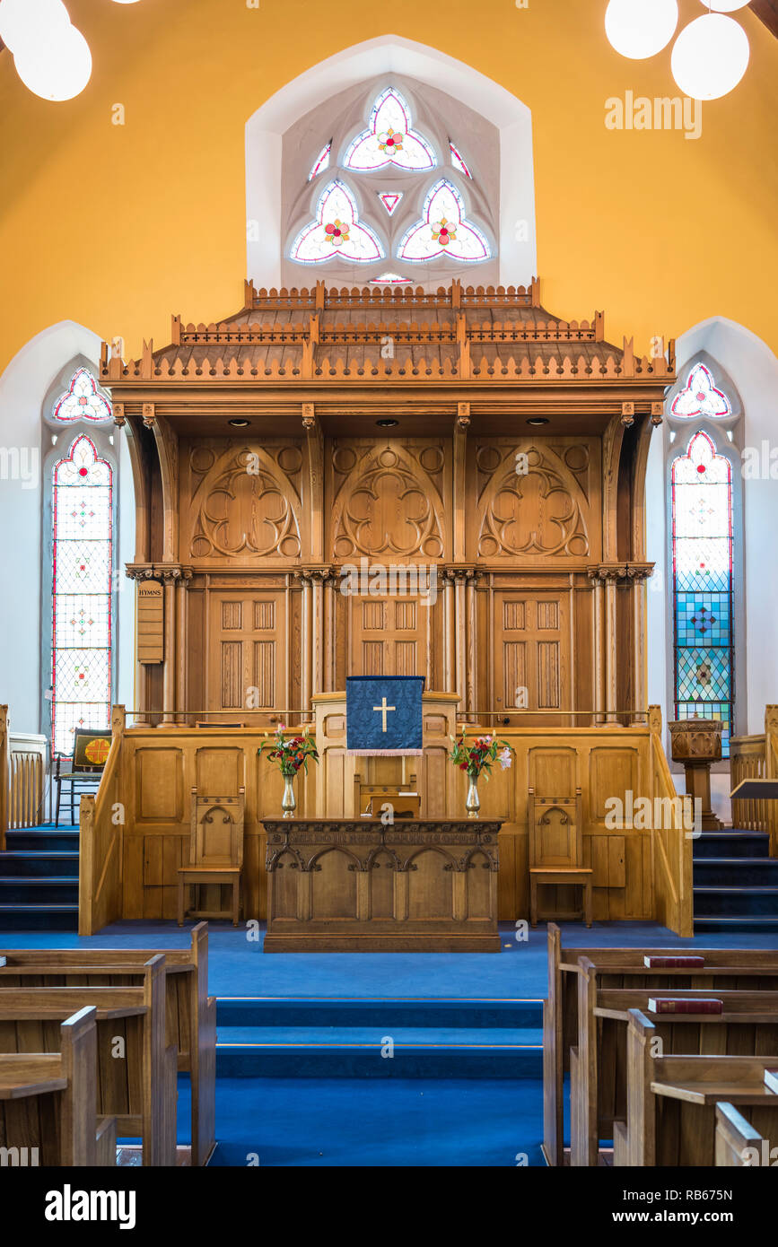 The interior of the Invergordon Church of Scotland, United Kingdom ...