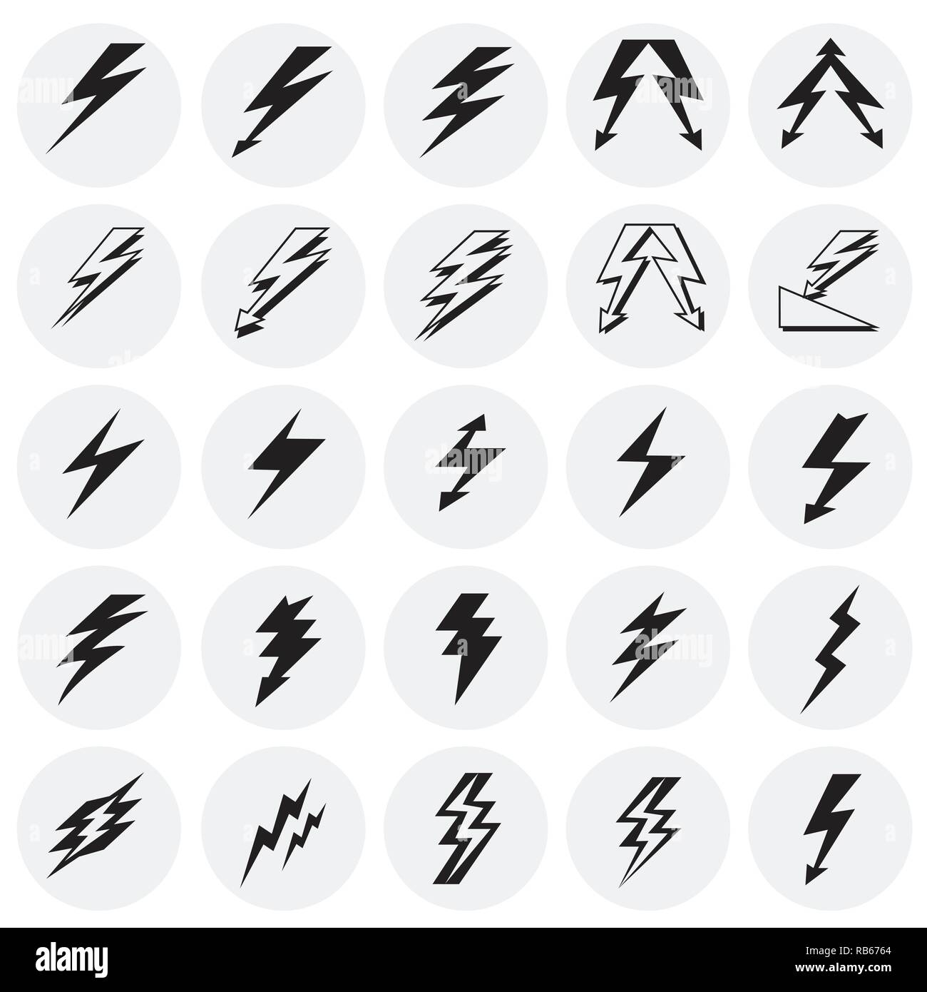 Lightning icon set on circles background for graphic and web design ...