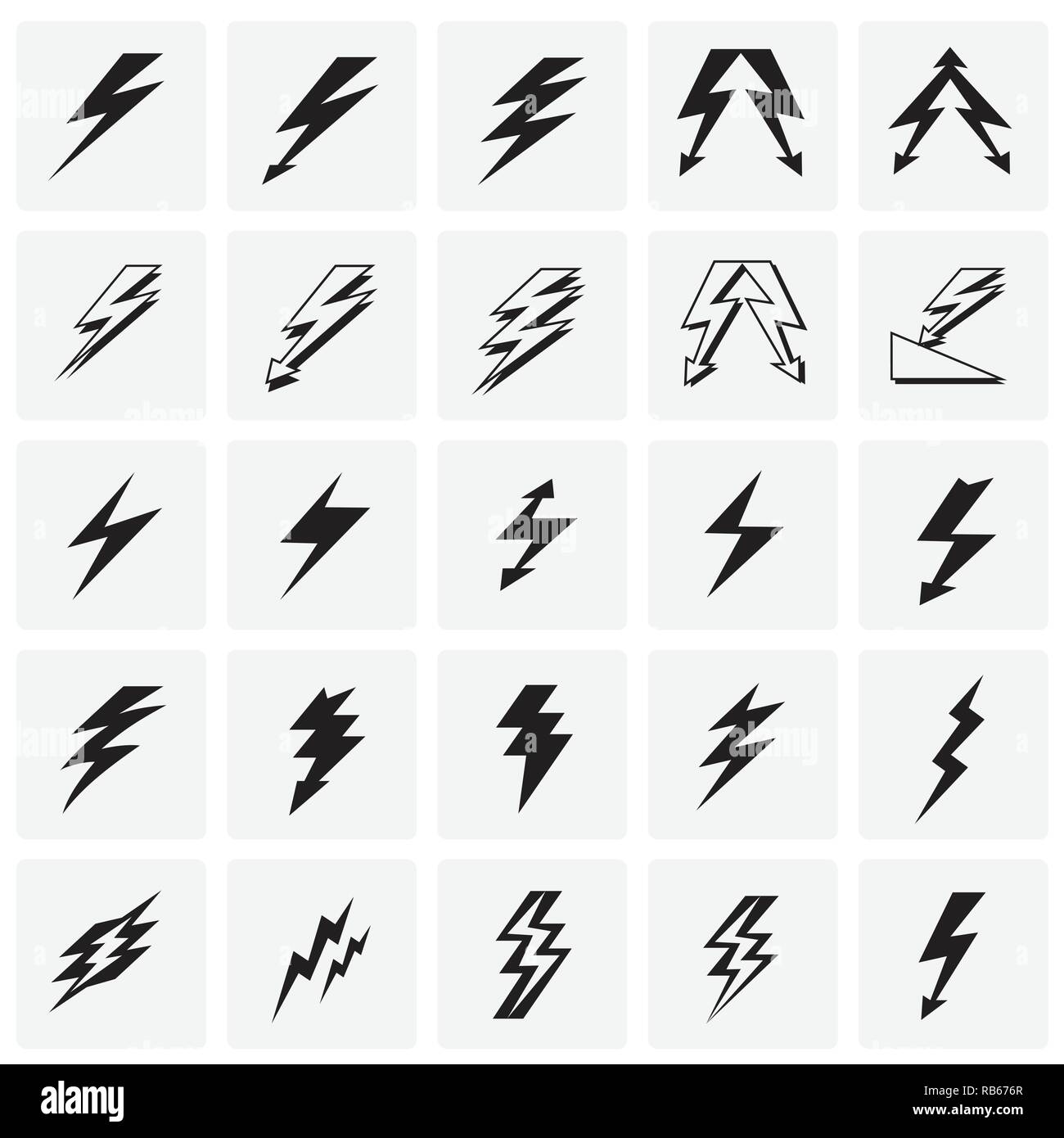 Lightning icon set on squares background for graphic and web design ...