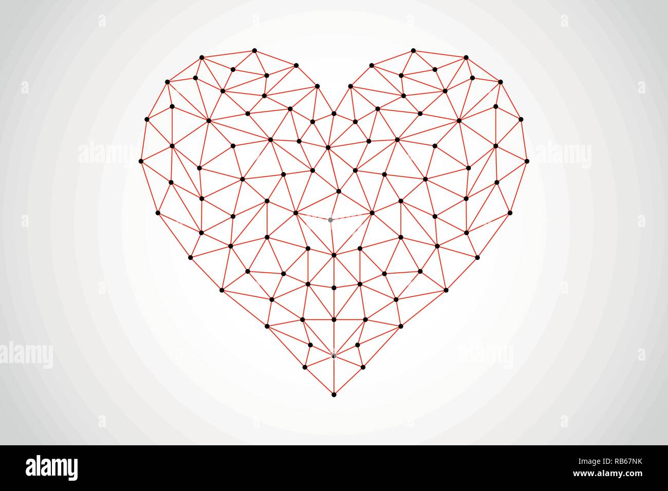 Abstract heart icon from lines and triangles, point connecting network ...