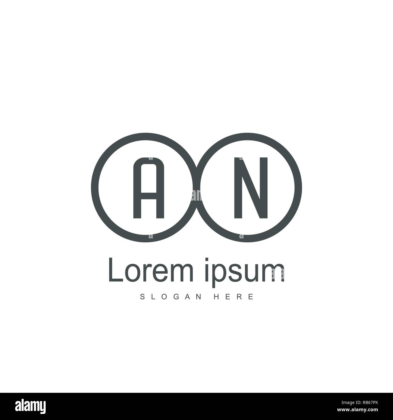 AN Letters Logo Design. Simple and Creative Black Letter Concept ...